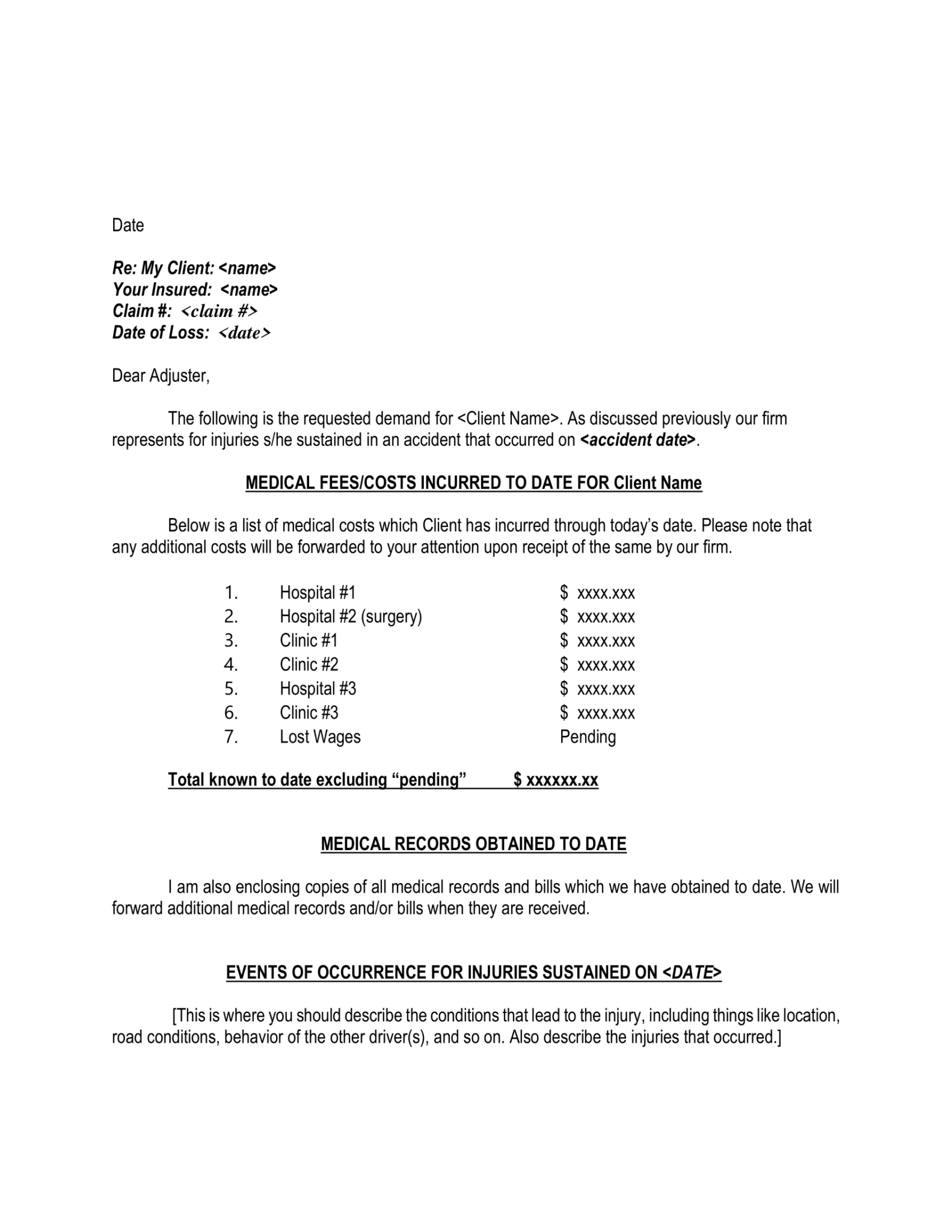 Example of a Demand Letter in a Personal Injury Case Involving a Truck ...